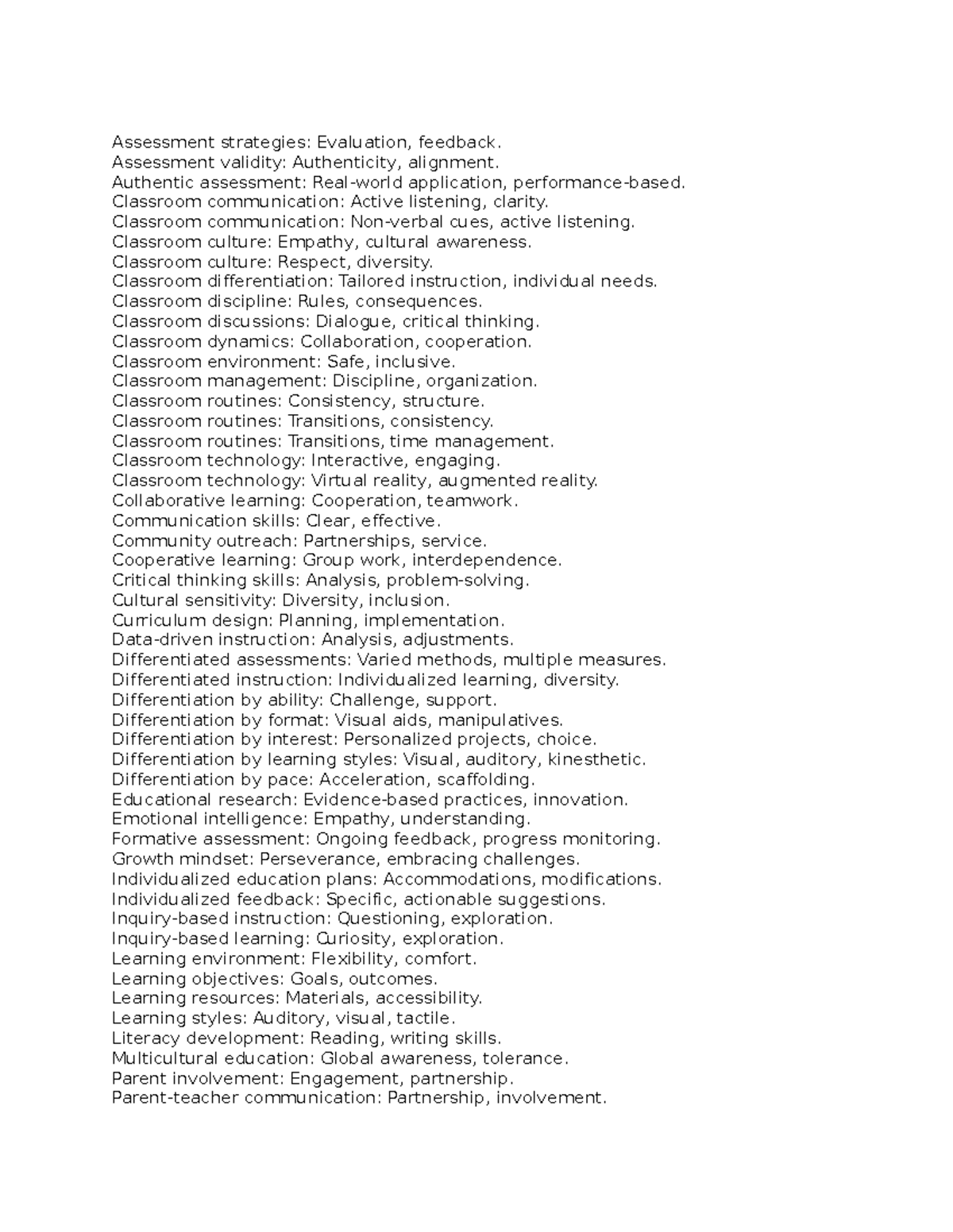 Professional Education Notes - Assessment strategies: Evaluation ...