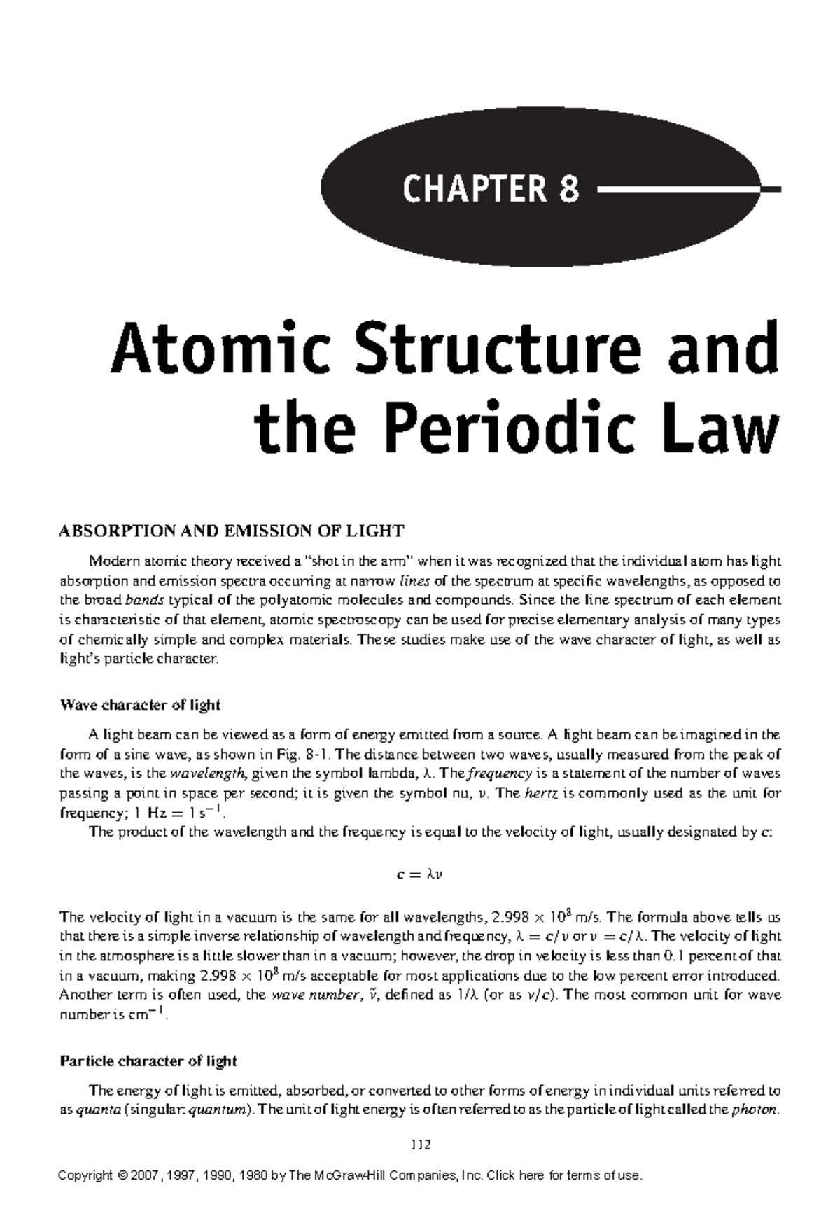 Applied Chemistry 8 - Atomic Structure and the Periodic Law - CHAPTER 8 Atomic Structure and the ...