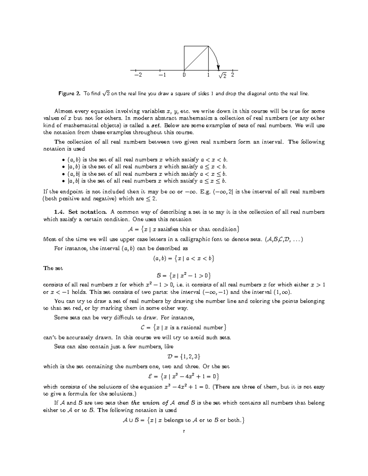 Math Calculus - n/a - − 2 − 1 0 1 2 √ 2 Figure 2. To find √ 2 on the ...