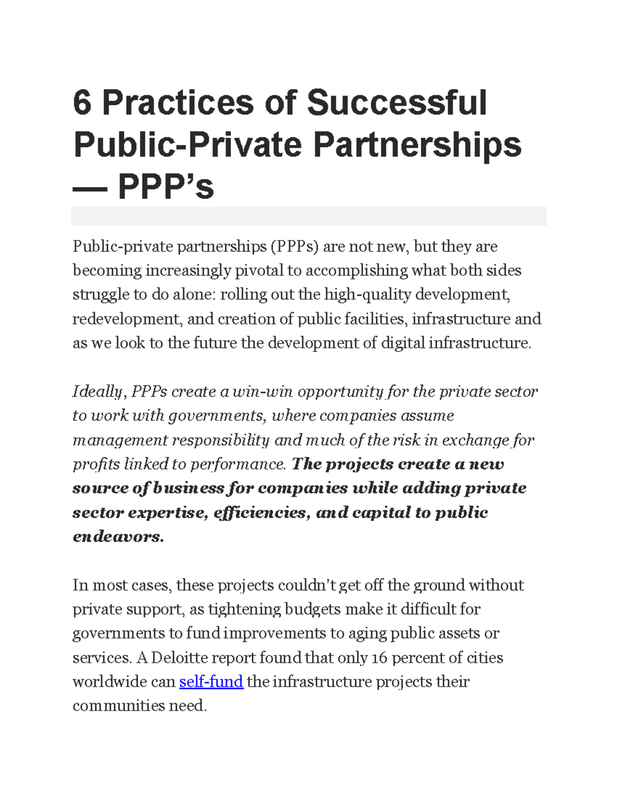 6 nhân tố thành công ppp khác slide - 6 Practices of Successful Public ...