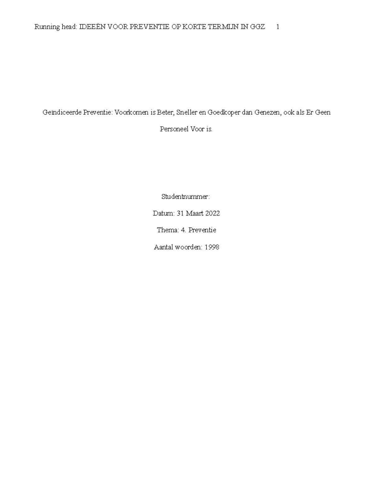 Betoog & Interviewverslag Klinisch werkveld en interventie kopie ...