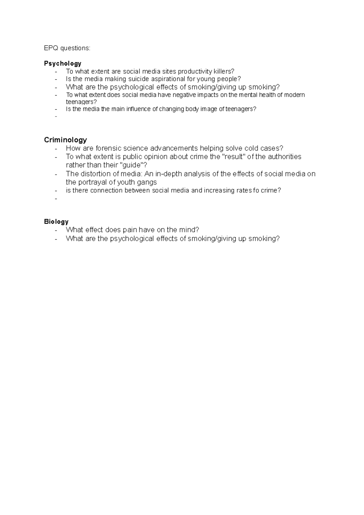 EPQ questions - EPQ questions: Psychology - To what extent are social ...