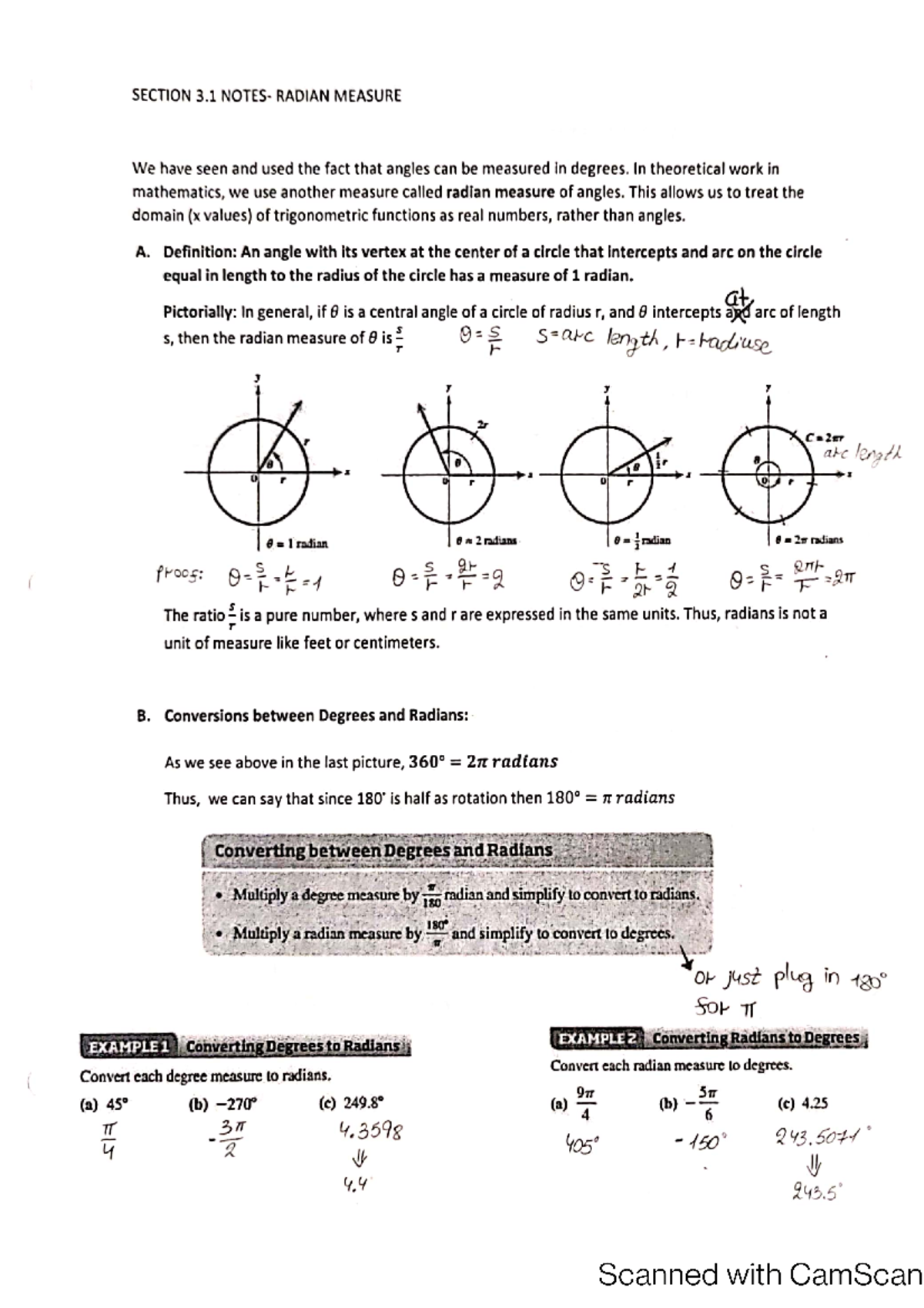 Radian measurements - Math 1316 - Studocu
