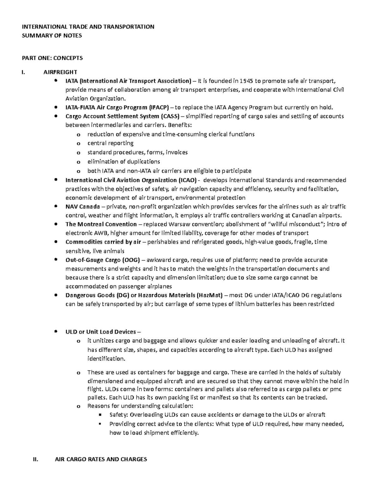 CFF 2013 Test 2 Reviewer - INTERNATIONAL TRADE AND TRANSPORTATION ...