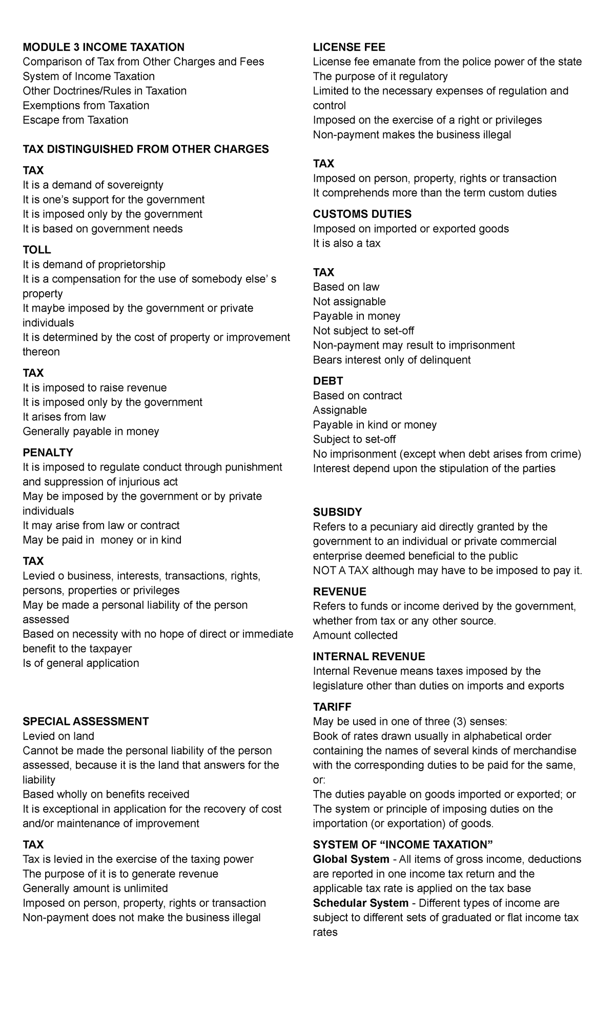 Module 3 Income Taxation - MODULE 3 INCOME TAXATION Comparison of Tax ...