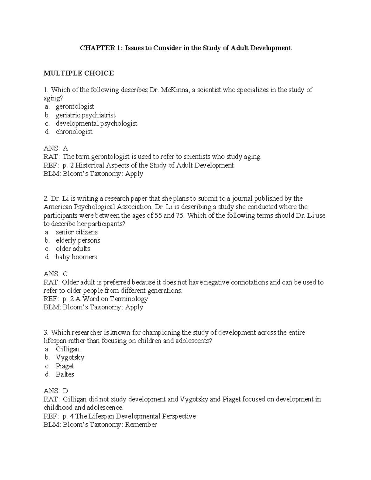Ch01 Harper-1e TB Practice - CHAPTER 1: Issues to Consider in the Study ...