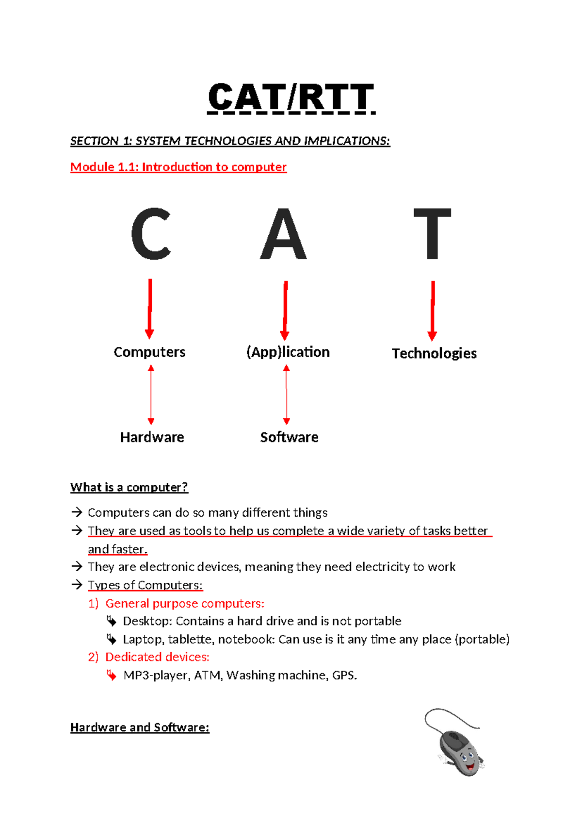 CAT Revision Gr10 - CAT/RTT SECTION 1: SYSTEM TECHNOLOGIES AND ...