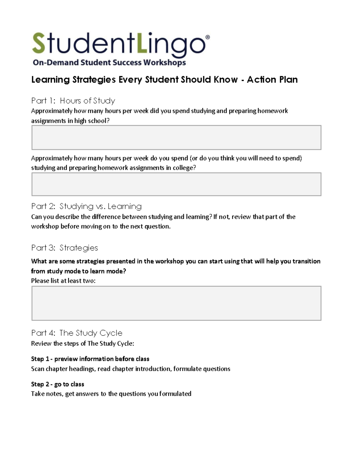 Action Plan Learning Strategies Every Student Should Know - Learning ...