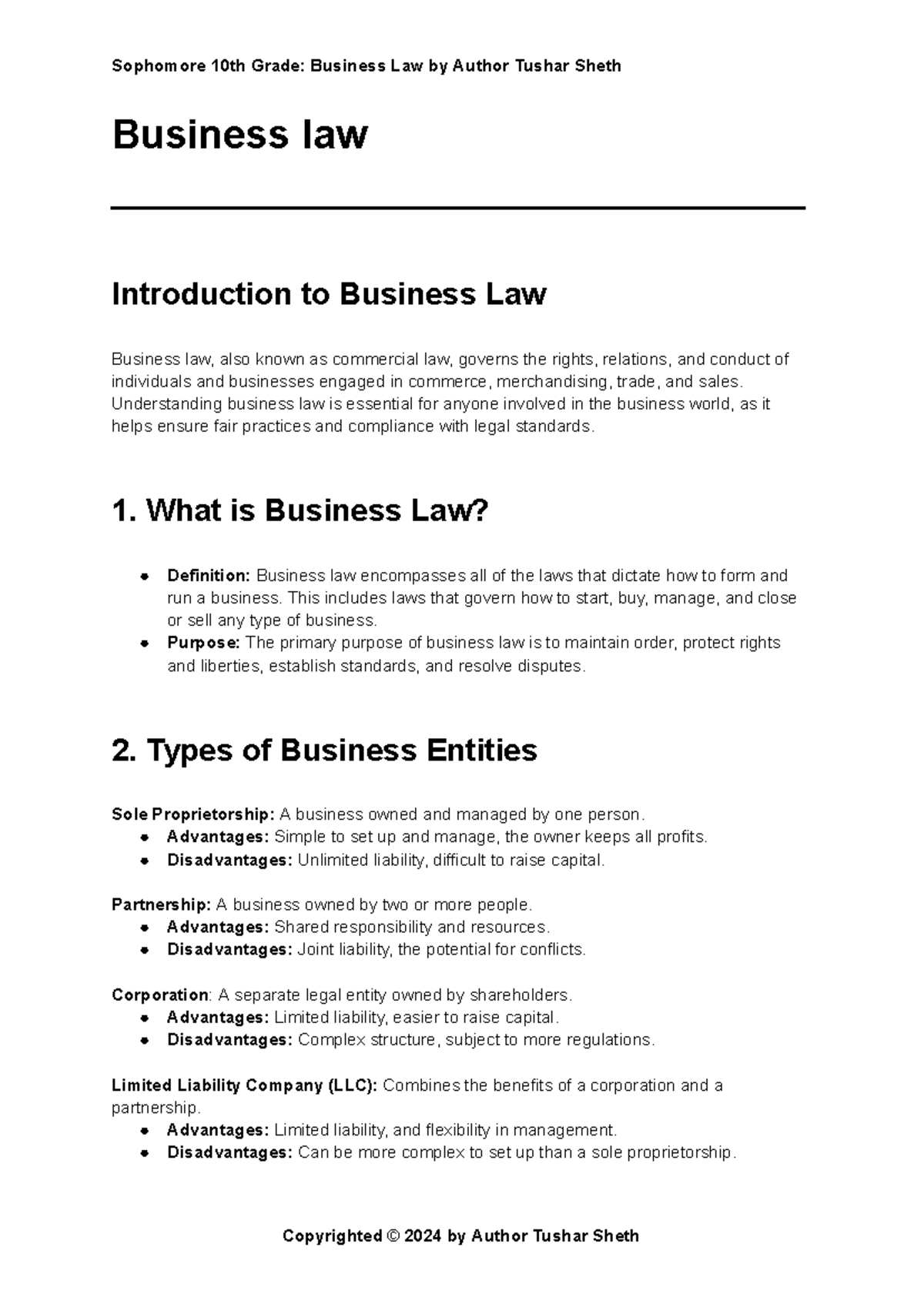 10th Grade Business law - Business law ...
