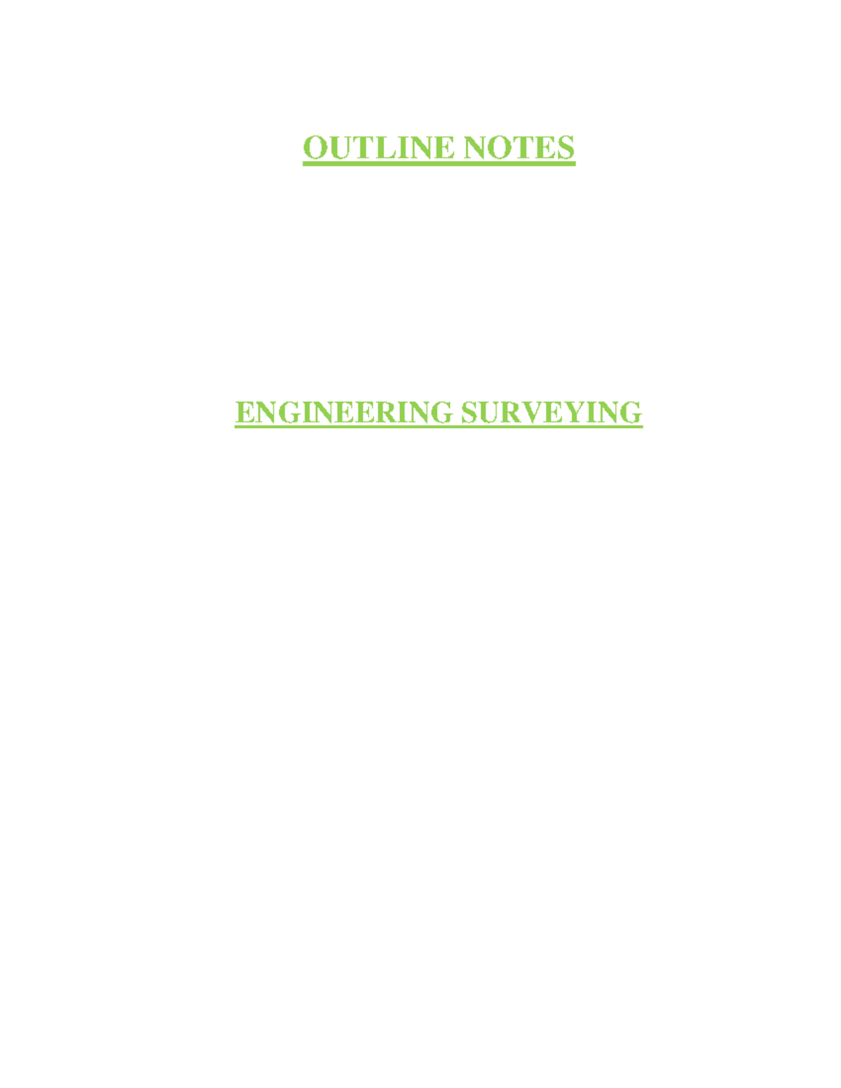 Engineering Surveying - OUTLINE NOTES ENGINEERING SURVEYING ENGINEERING ...