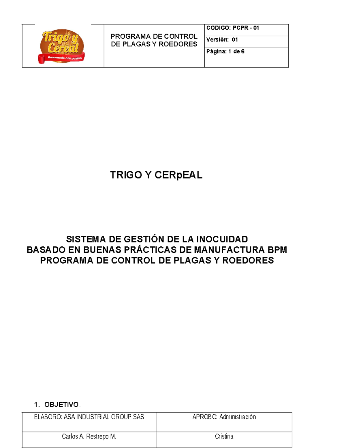 Programa DE Control DE Plagas Y Rodeedores C - PROGRAMA DE CONTROL DE ...