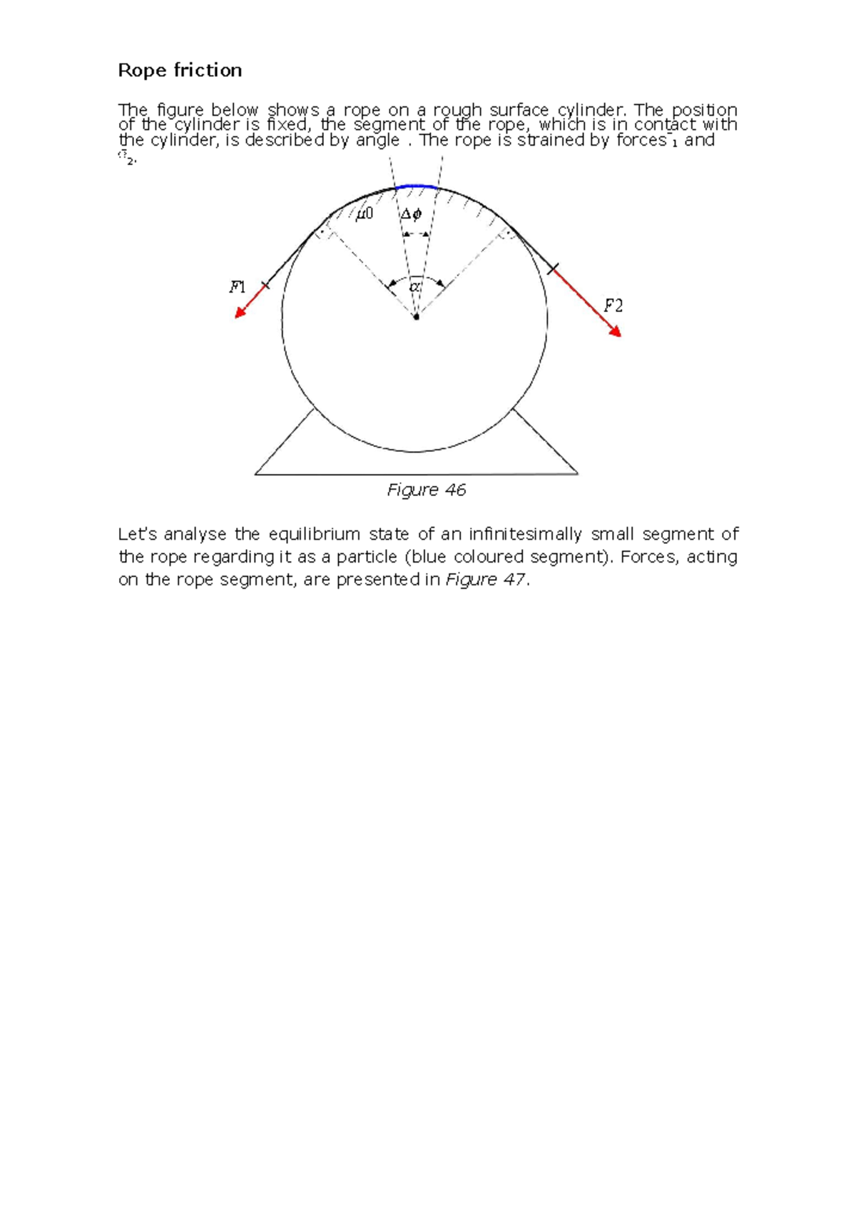 Rope friction - lecture - Rope friction The figure below shows a rope ...