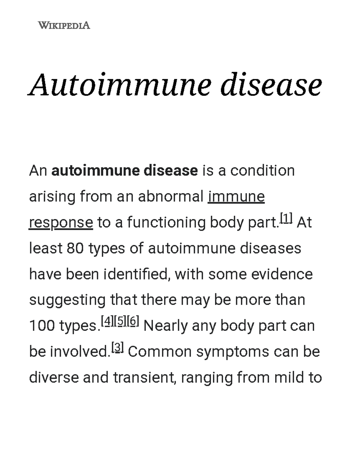 Autoimmune disease - Wikipedia - Autoimmune disease An autoimmune ...