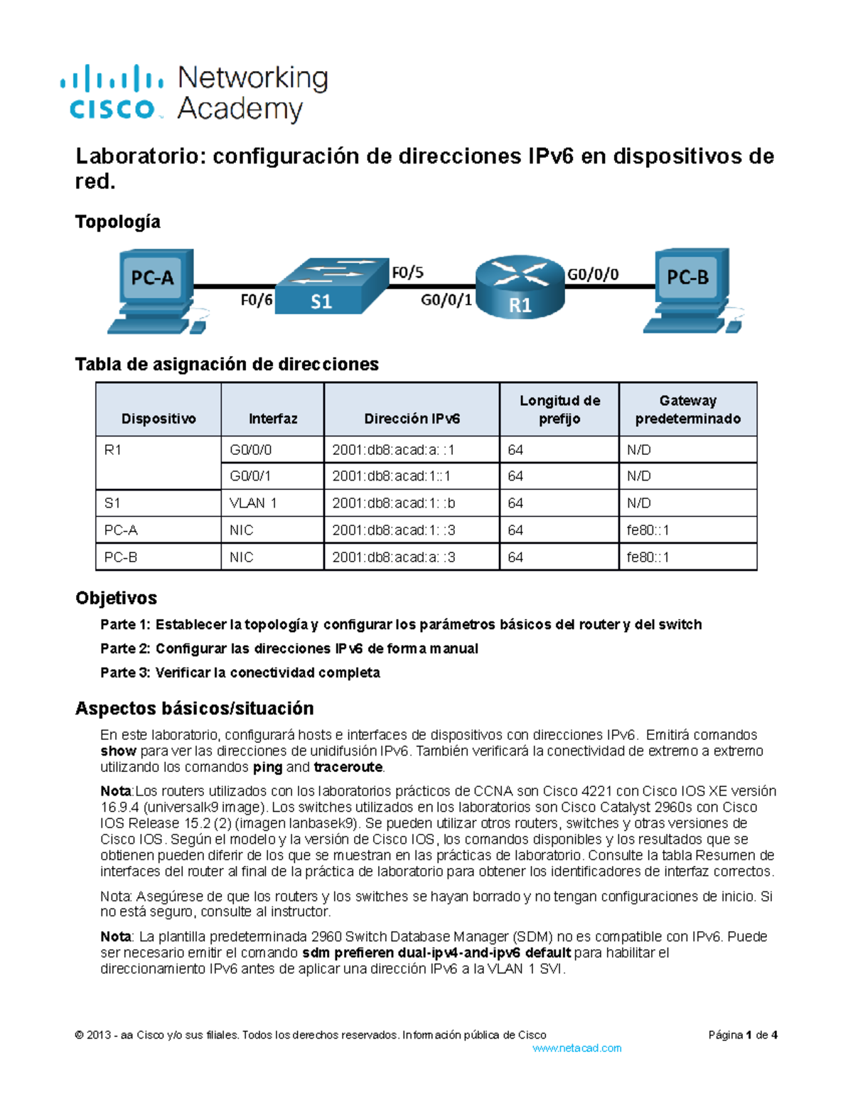 12.9.2 Lab - Configure IPv6 Addresses on Network Devices - Laboratorio ...