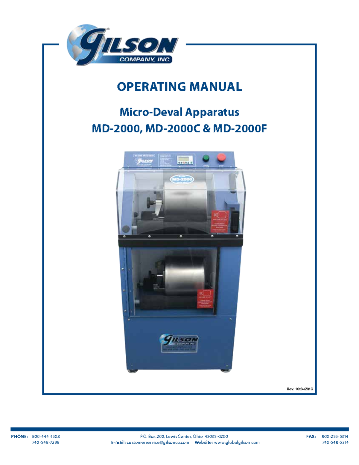 Manual MD-2000 , 2000 C, 2000 F - OPERATING MANUAL Micro-Deval ...