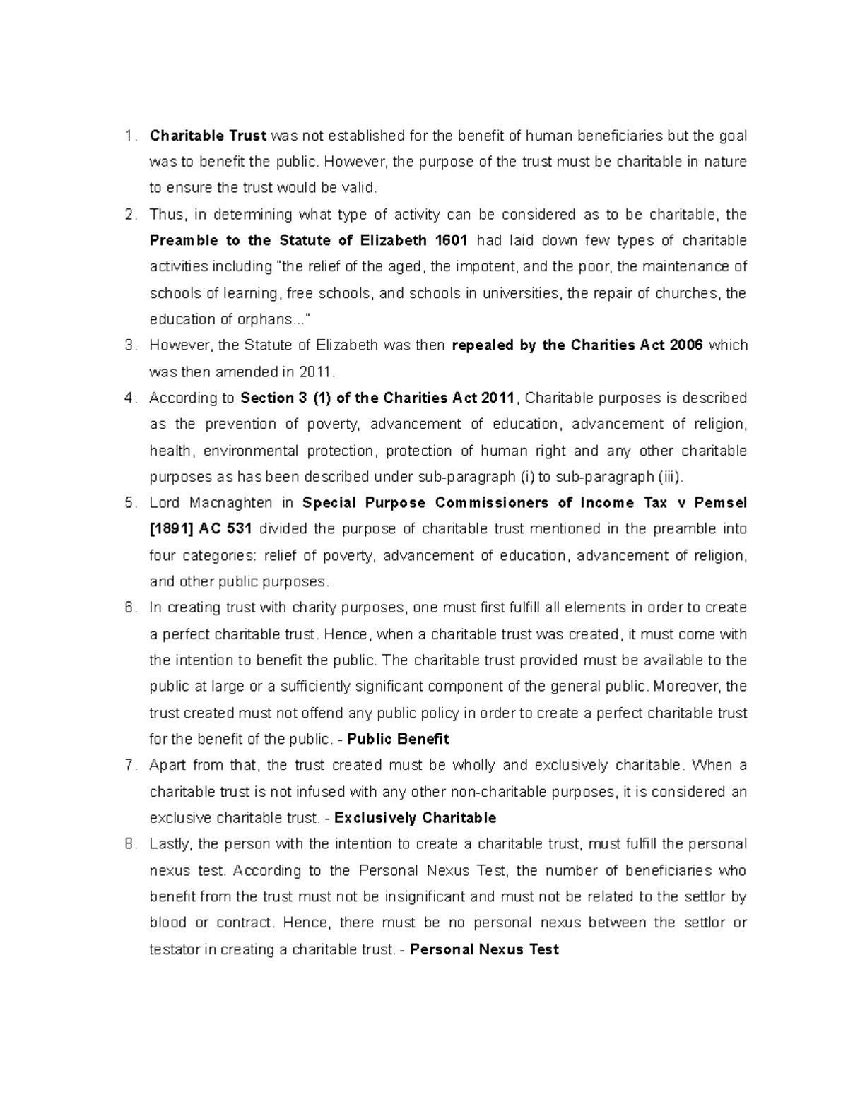 Charitable purpose trust - Charitable Trust was not established for the ...