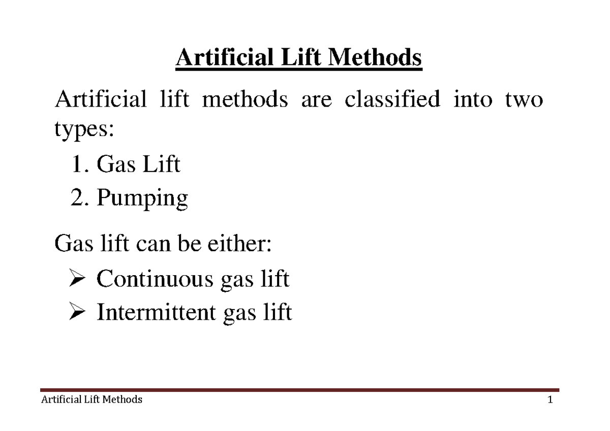 Module 9 - Artificial Lift Methods - lect - Artificial Lift Methods ...