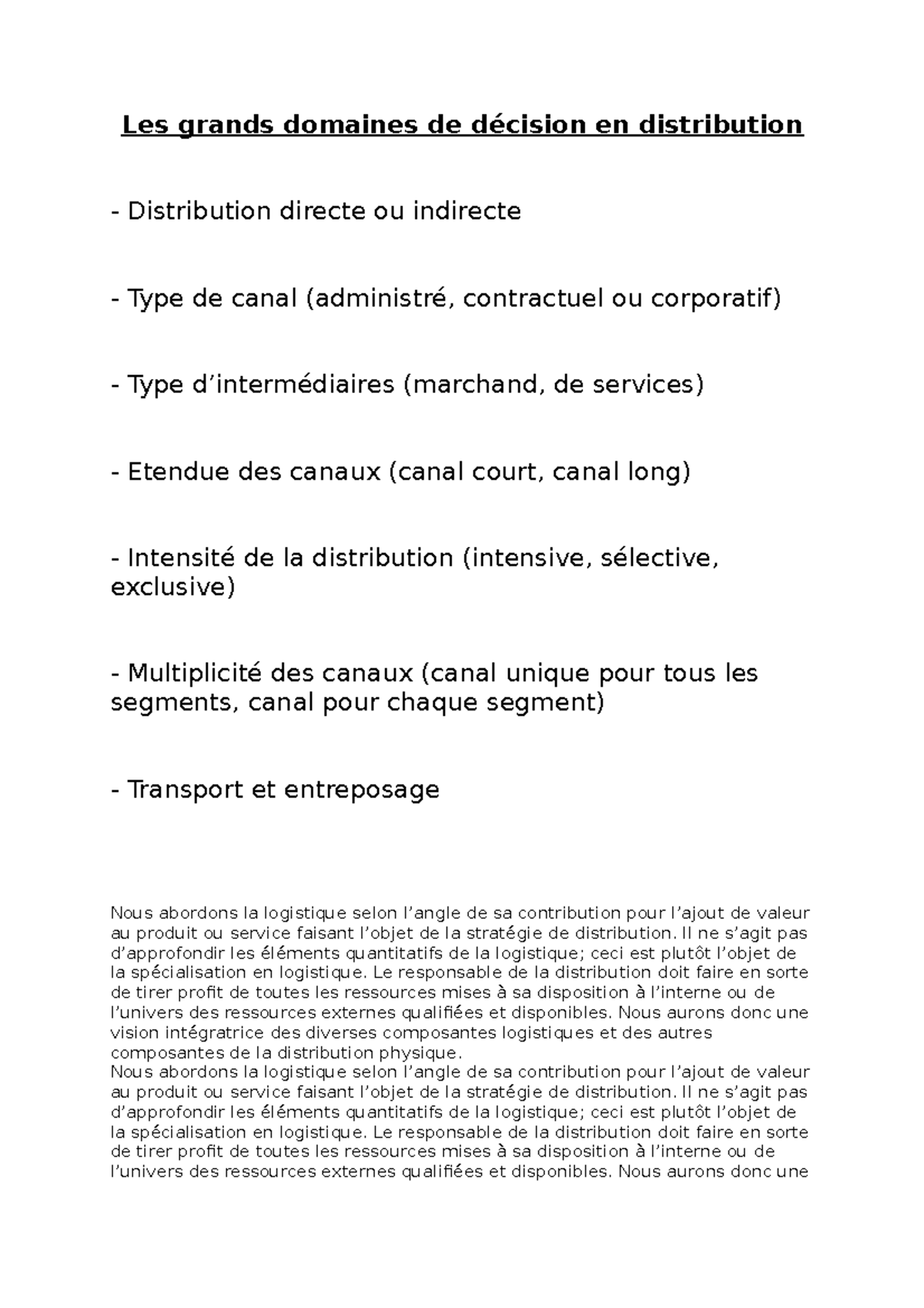 Les grands domaines de décision en distributio N 3 - Les grands ...