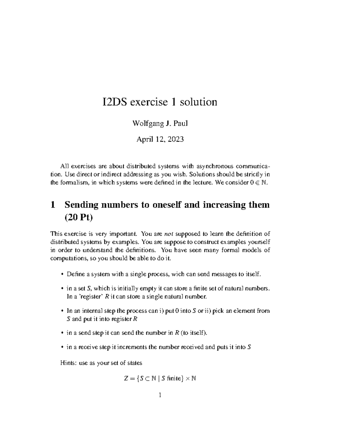I2DS exercise 1 solution - I2DS exercise 1 solution Wolfgang J. Paul April 12, 2023 All ...