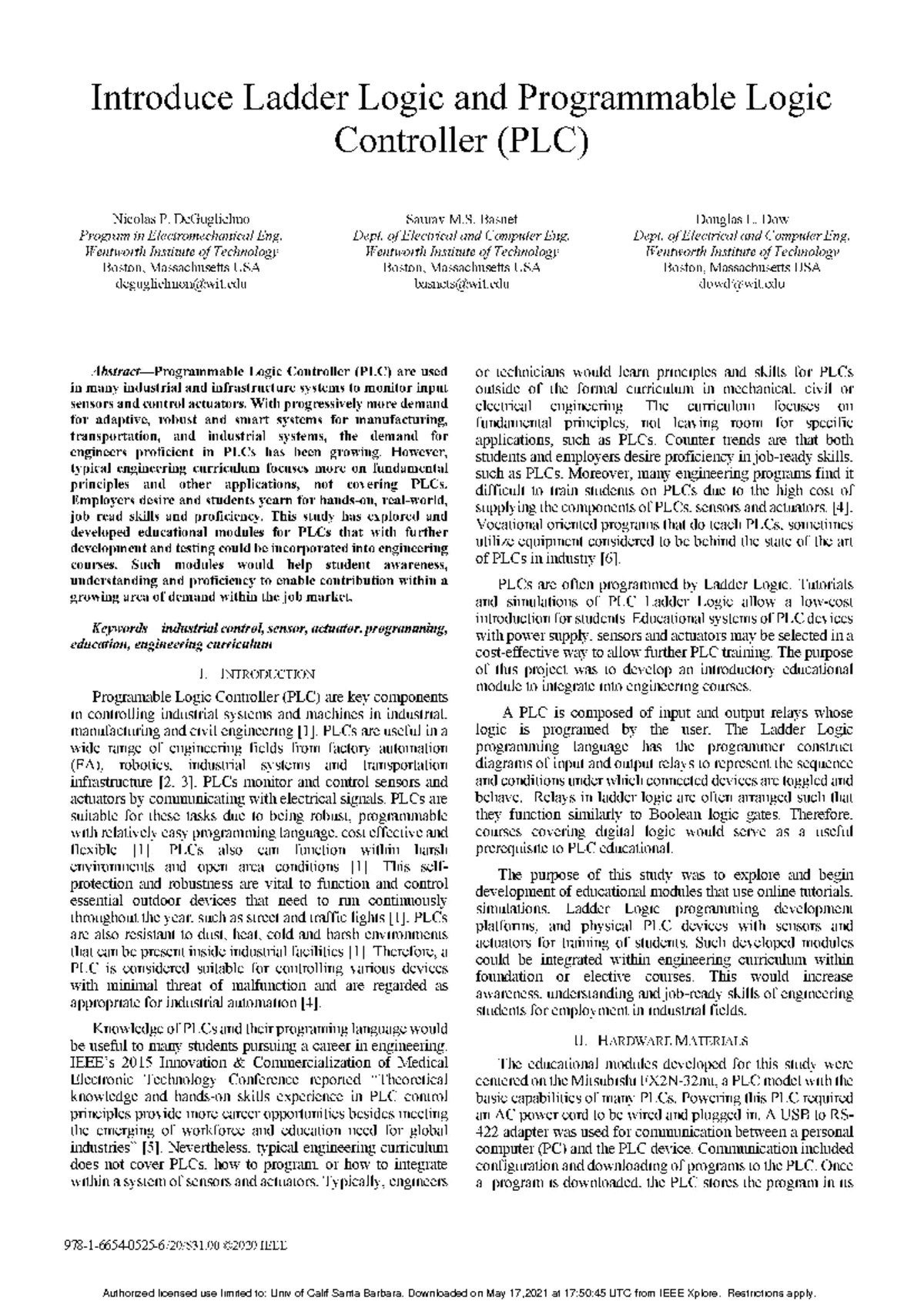Ladder 1 - no description - Introduce Ladder Logic and Programmable ...