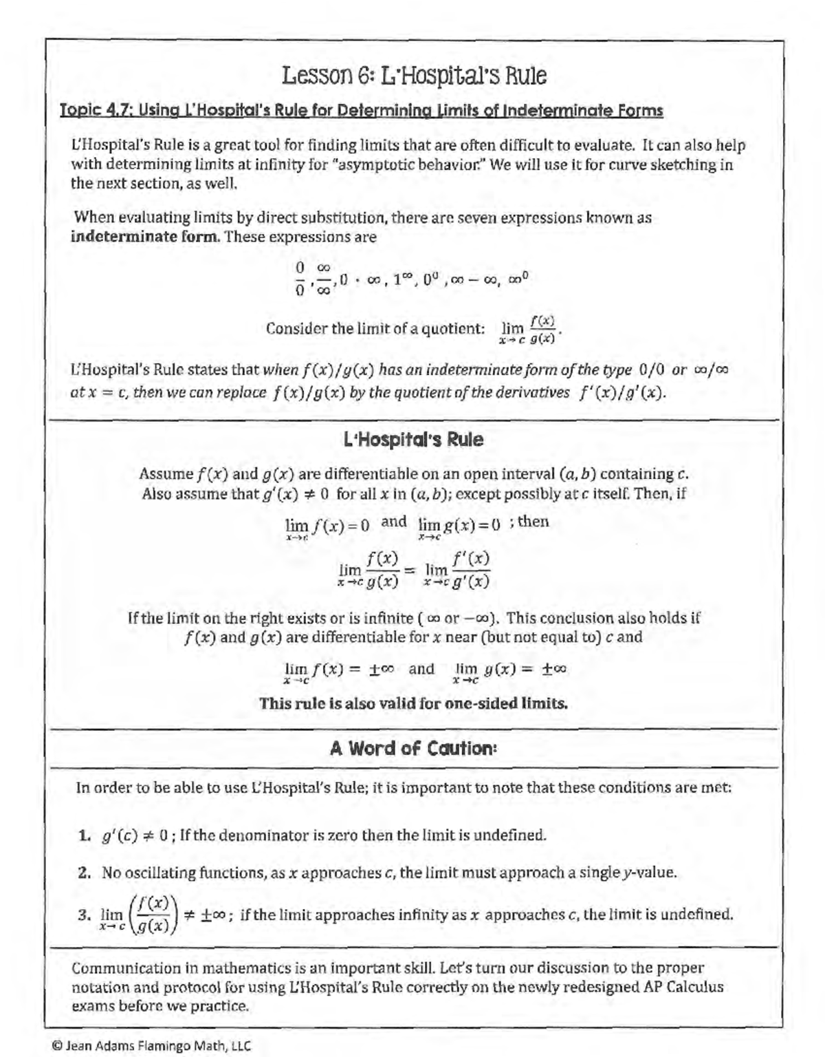 Calculus 1 4.6 Notes - MATH 125 - Studocu