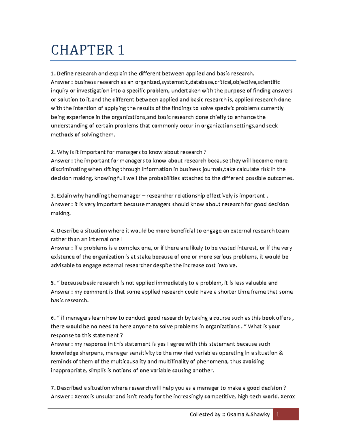 Docshare - CHAPTER 1 1. Define research and explain the different between applied and basic ...