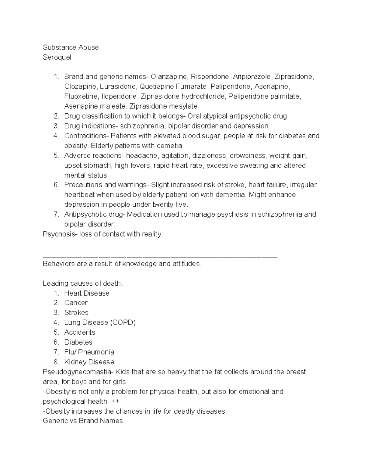Substance abuse - Lecture notes All - Substance Abuse Seroquel Brand ...