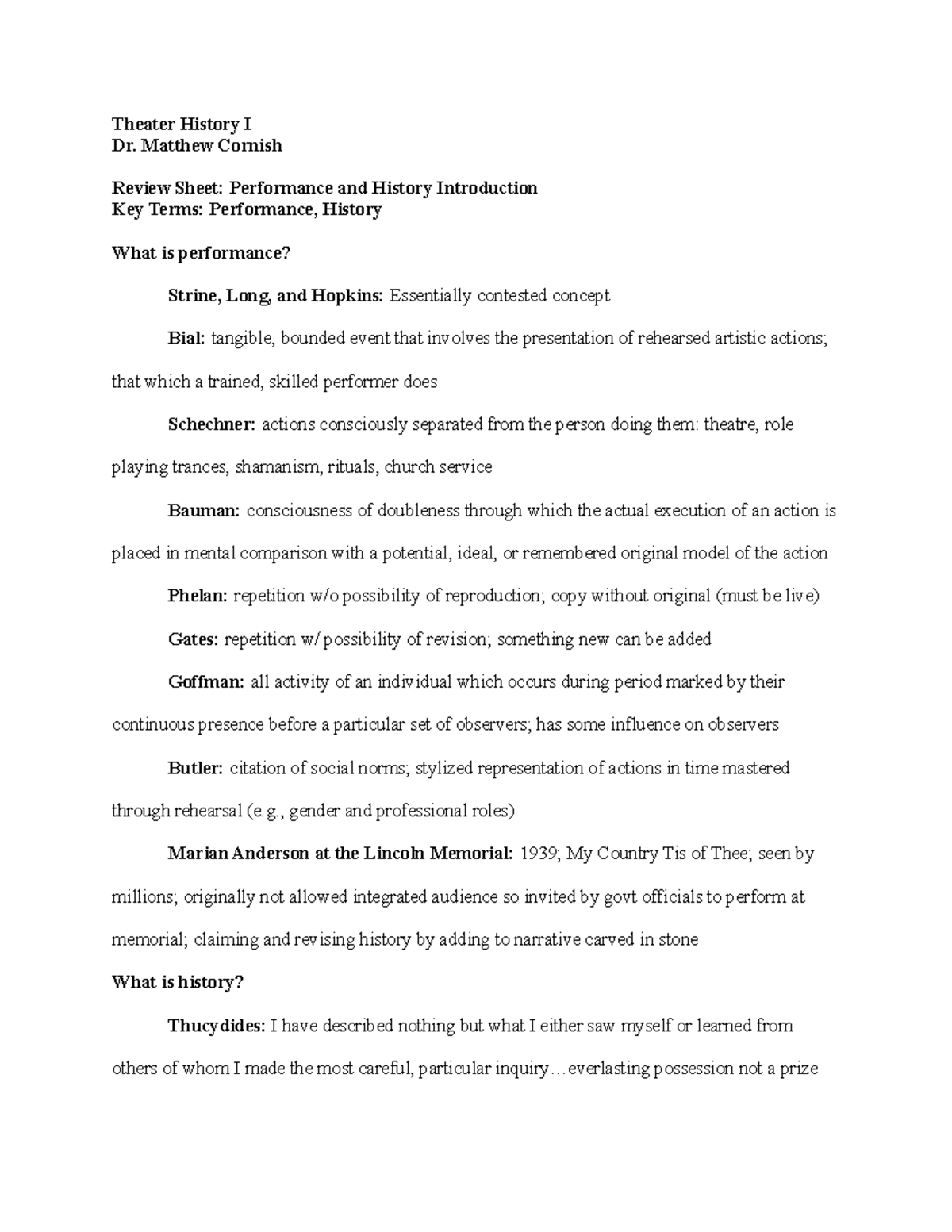 Review+Sheet+1,+Performance+and+History - Theater History I Dr. Matthew ...