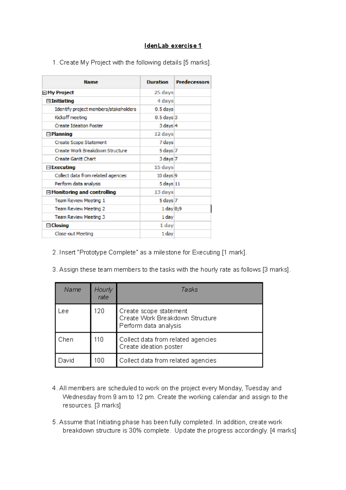 Lab Exercise 1 Uhhhhhhhhhh Idenlab Exercise 1 Create My Project With The Following Details 