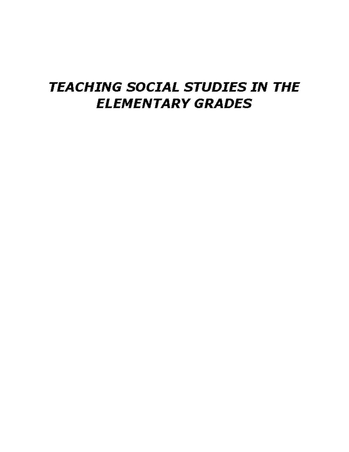 UNIT-1 Teaching- Social- Studies-IN-THE- Elementary- Grades - TEACHING ...