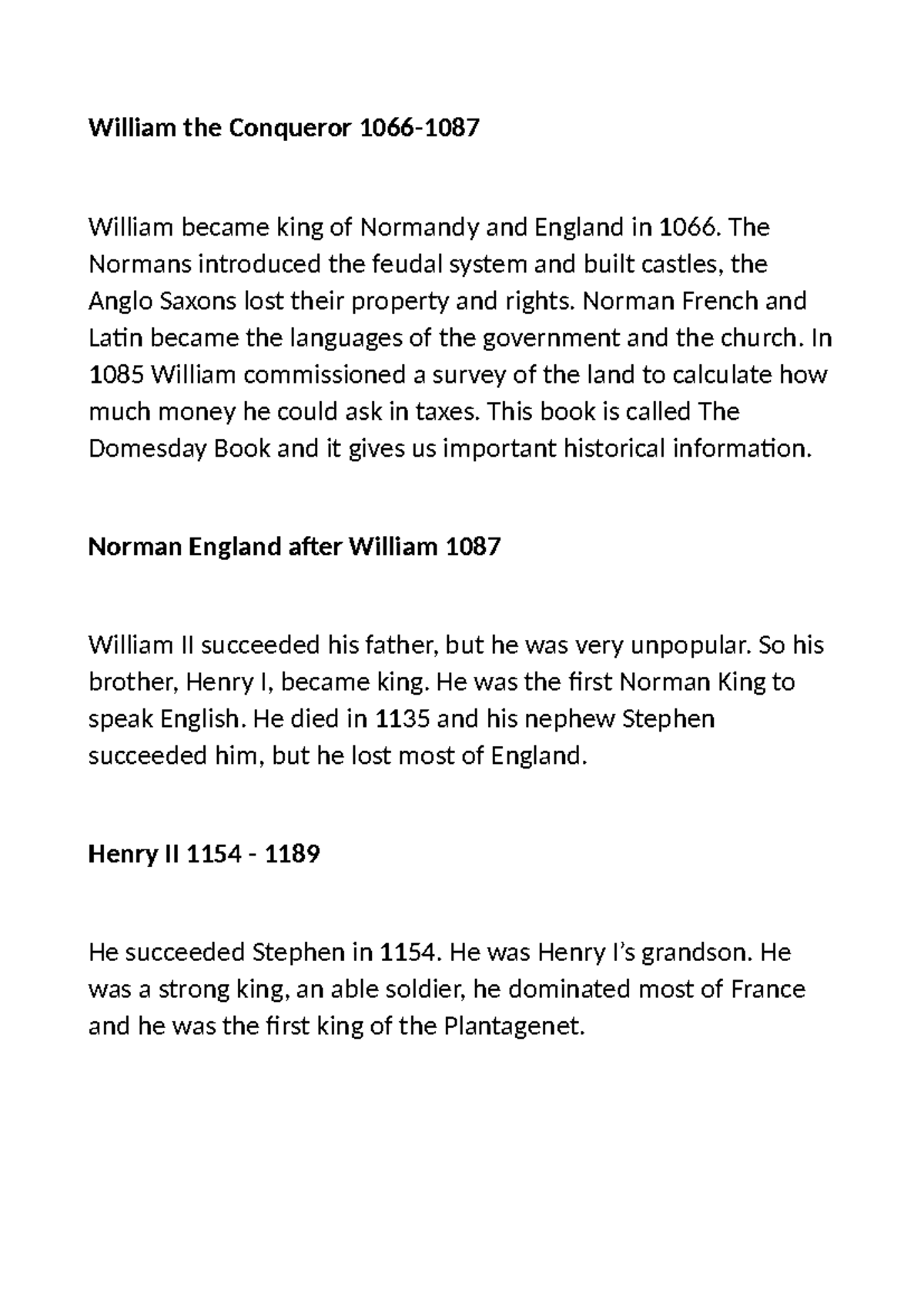William the Conqueror 1066 - William the Conqueror 1066- William became ...