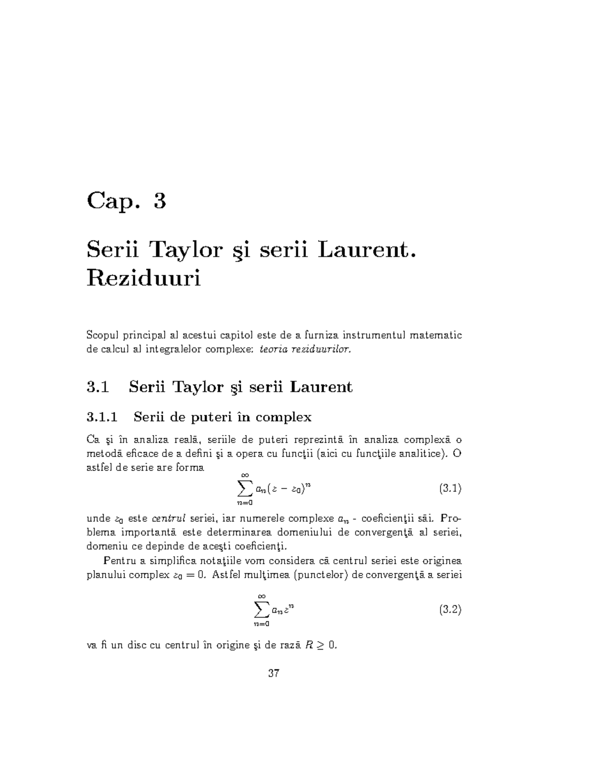 Analiza complexa 3 - teorie - Cap. 3 Serii Taylor ̧si serii Laurent ...