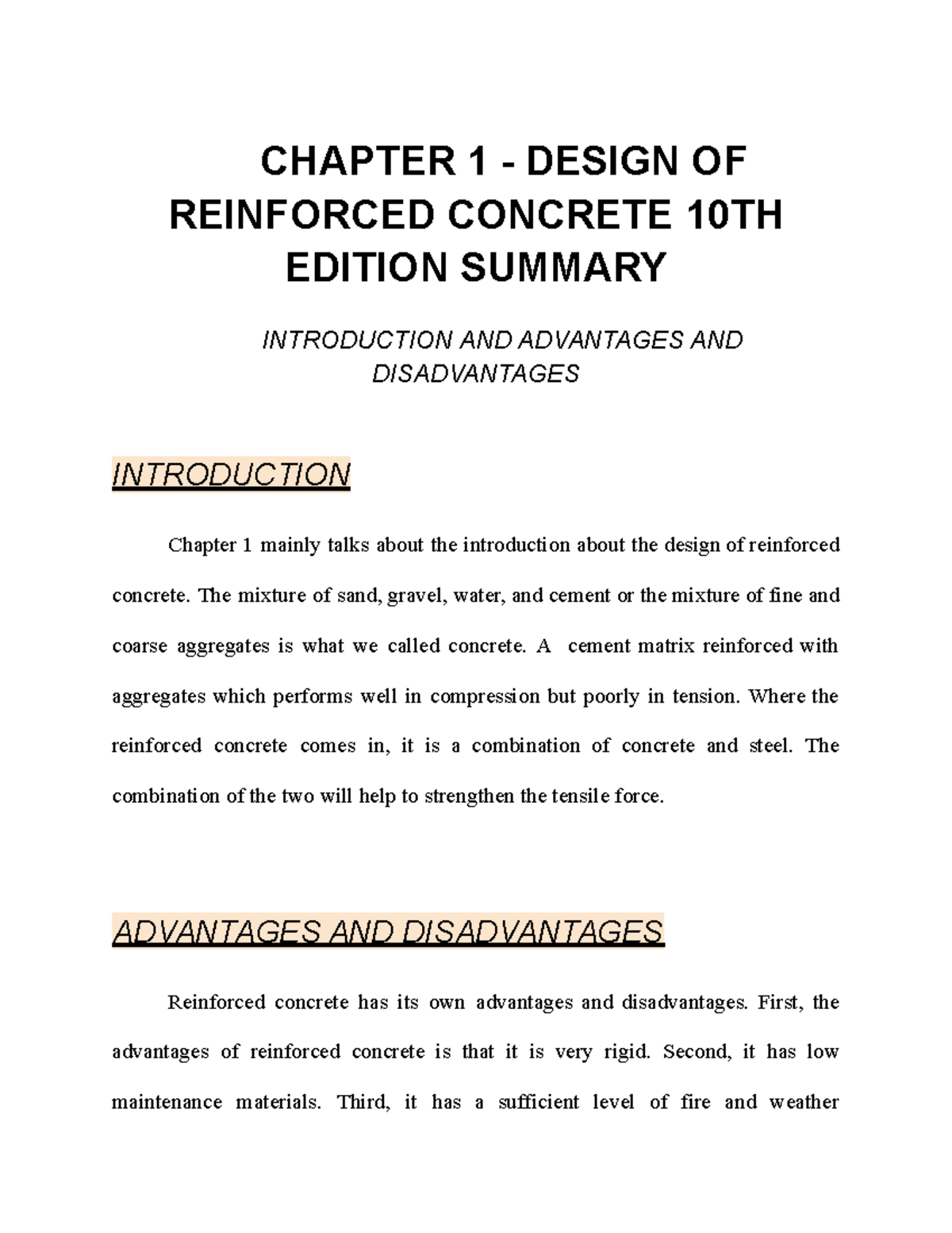 Introduction AND Advantages AND Disadvantages - Design OF Reinforced ...