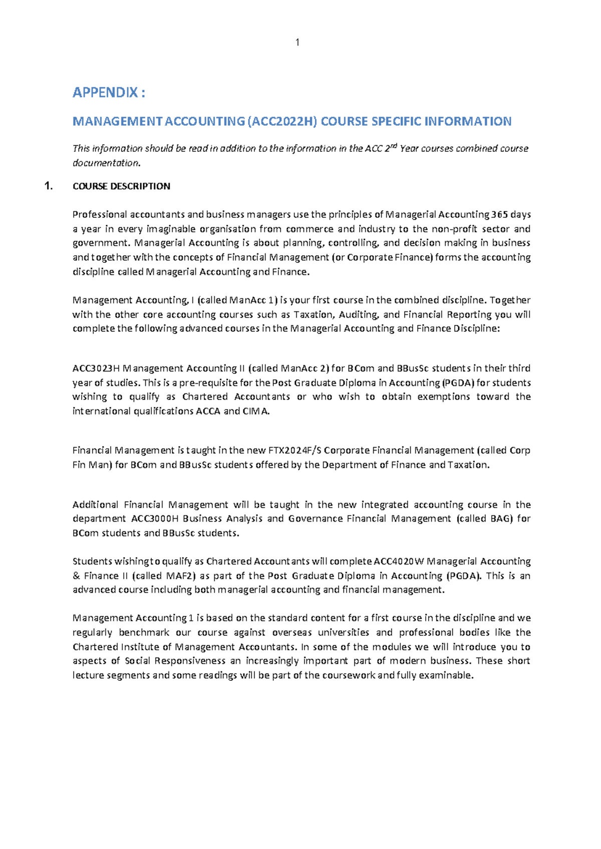 Appendix C - MA1 20241 - Course outline - APPENDIX : MANAGEMENT ...