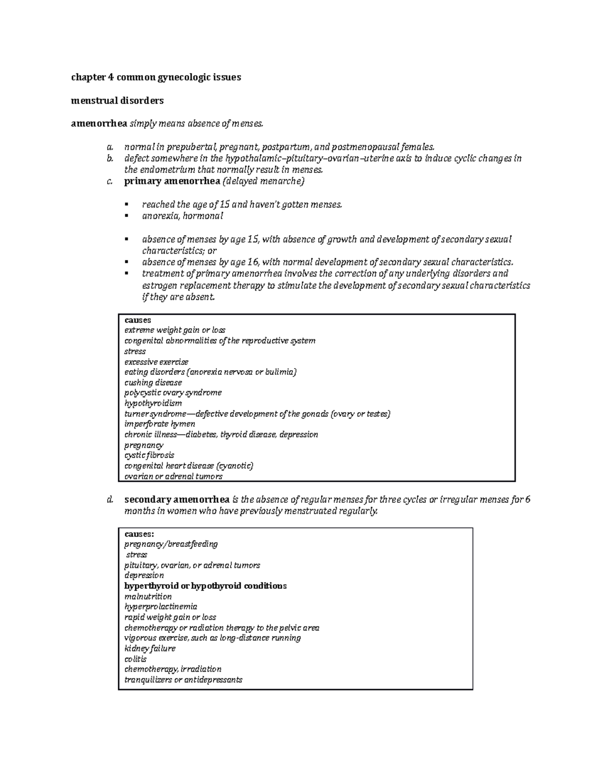 Chapter 4 common gynecologic issues - chapter 4 common gynecologic issues menstrual disorders ...