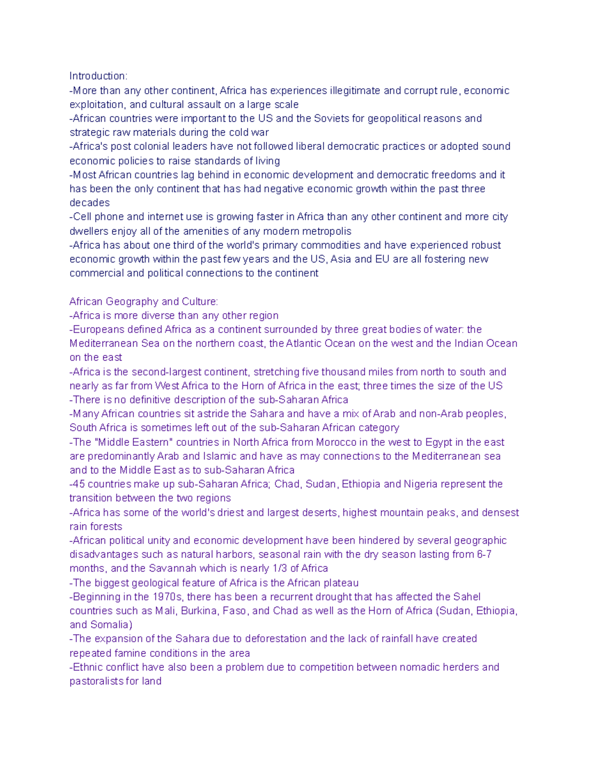 Intro to International Studies Africa - Introduction: -More than any ...