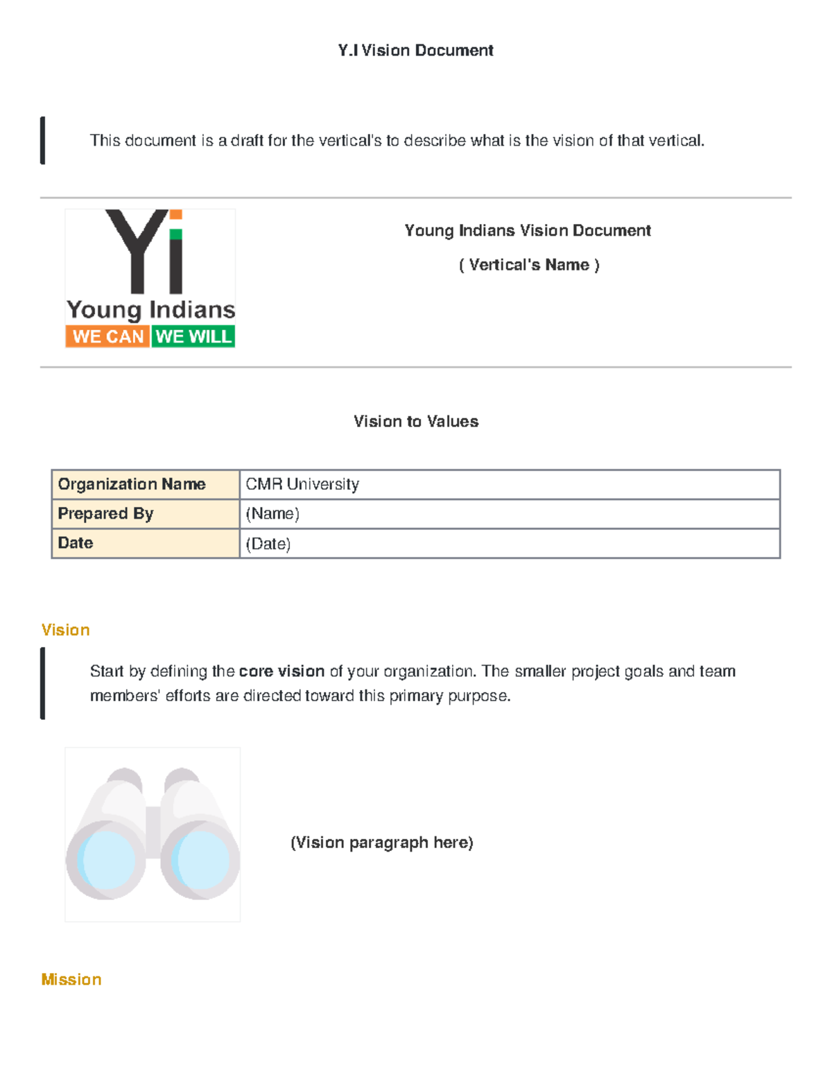 Vision document draft - Y Vision Document This document is a draft for ...