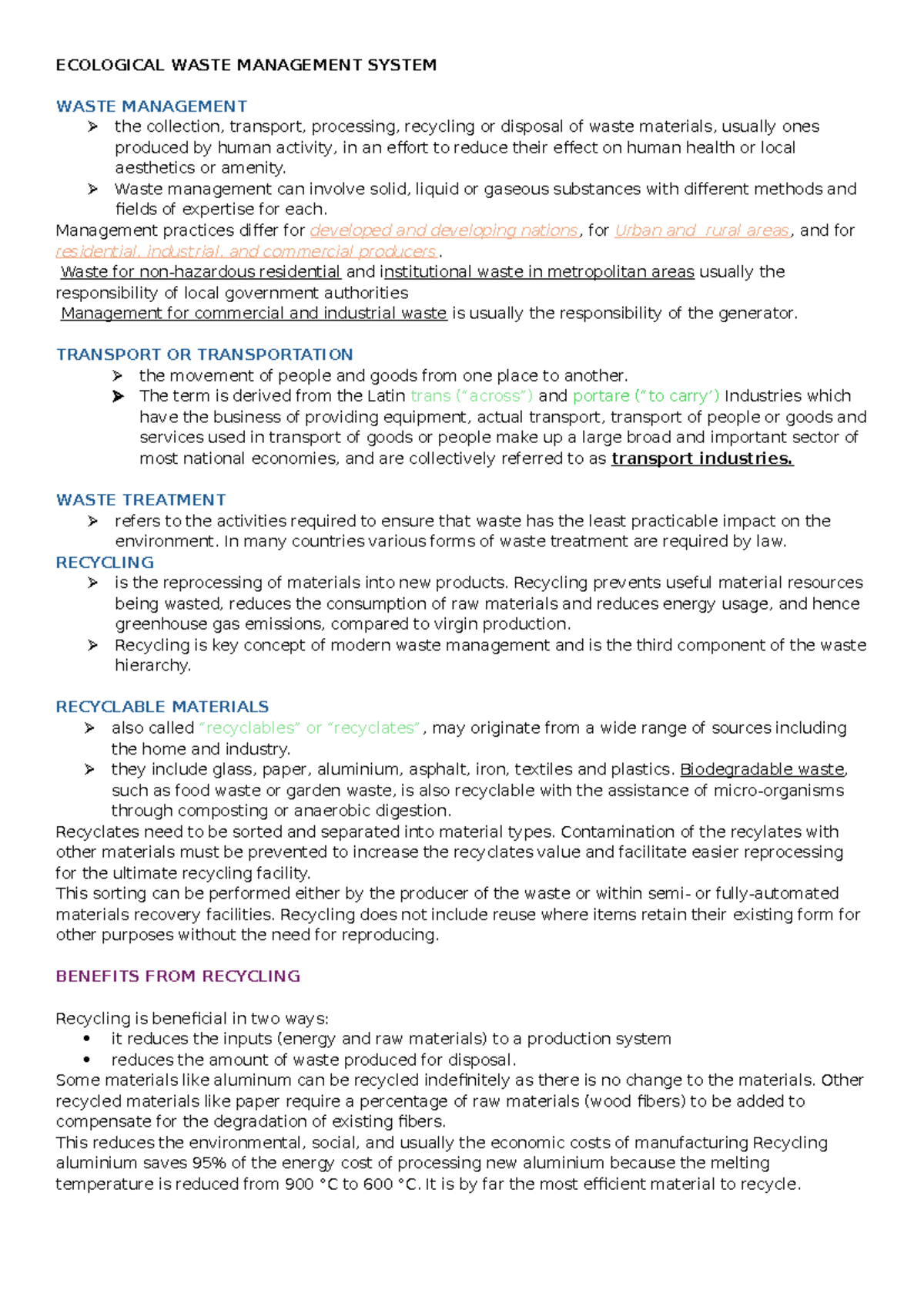 Science- Group-34 - notes - ECOLOGICAL WASTE MANAGEMENT SYSTEM WASTE ...