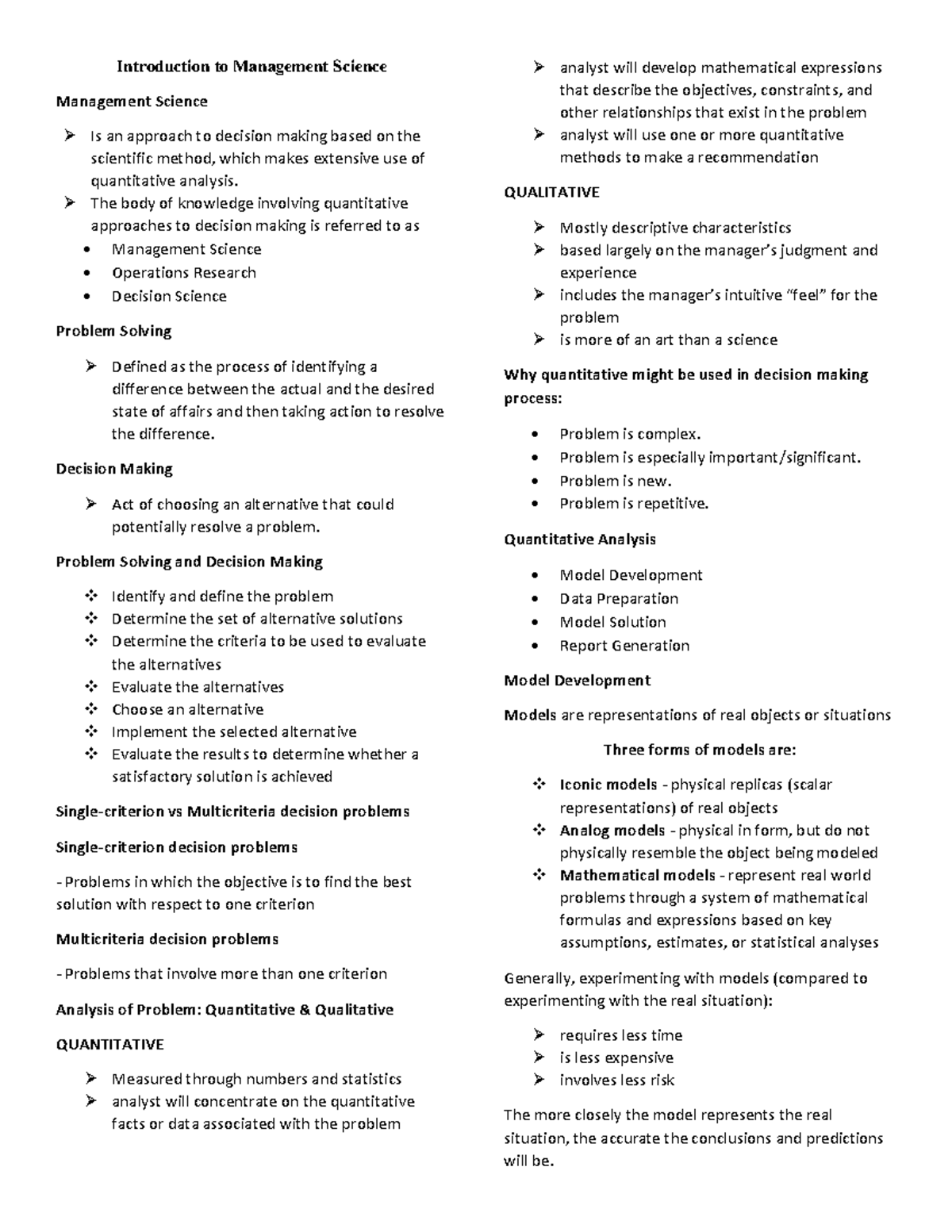 Management Science quizess and everything - Introduction to Management ...