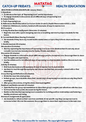 GMRC AND Values Education Grade 5 - VALUES EDUCATION LESSON PLAN ...