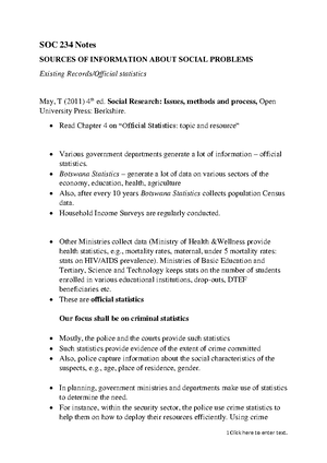 SOC 234 Notes (Theoretical explanations - Part 2b) - 1 SOC 234 Notes ...