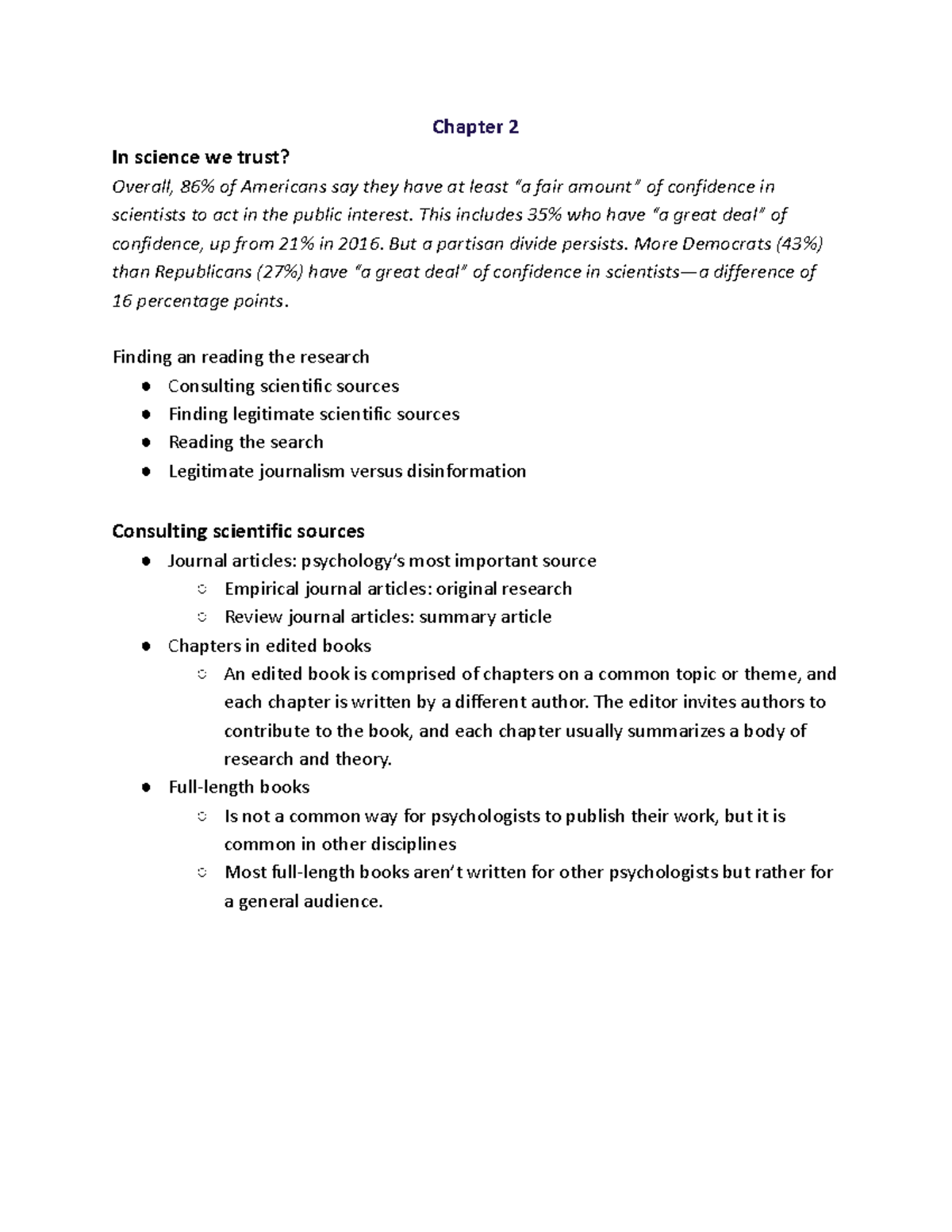 Chapter 2 - Lecture Notes.4 - Chapter 2 In science we trust? Overall ...
