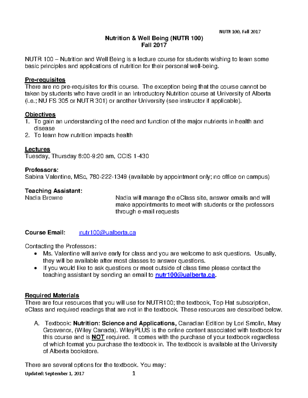 2017 FALL NUTR100 LEC A1 - Nutrition & Well Being (NUTR 100) Fall 2017 ...