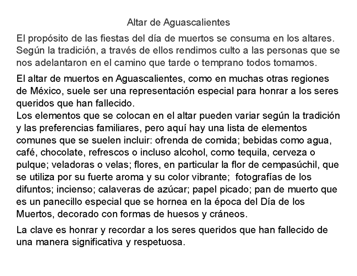 Altar de Aguascalientes - Según la tradición, a través de ellos ...