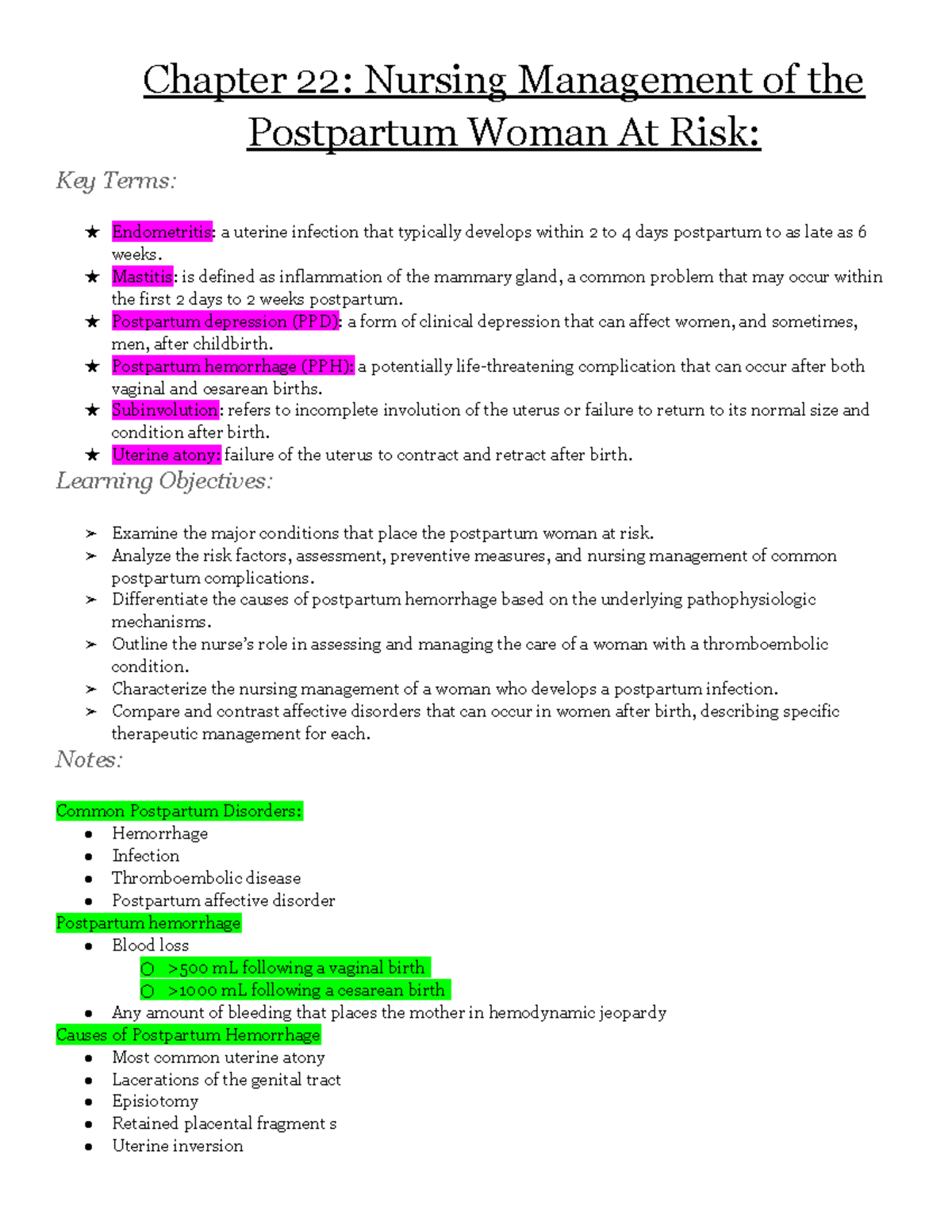 Chapter 22 Notes - Mrs. Rebecca Slack - Chapter 22: Nursing Management ...