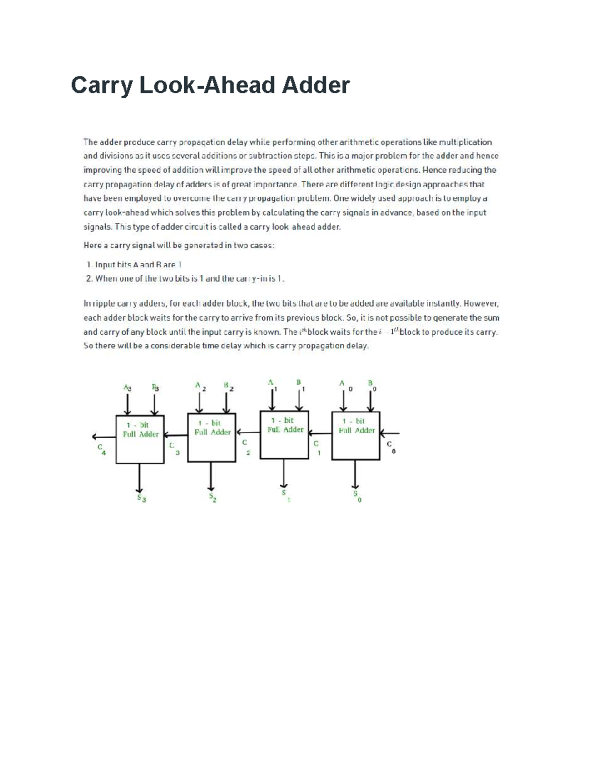 Coa2 - good - Carry Look-Ahead Adder Signed operand multiplication ...