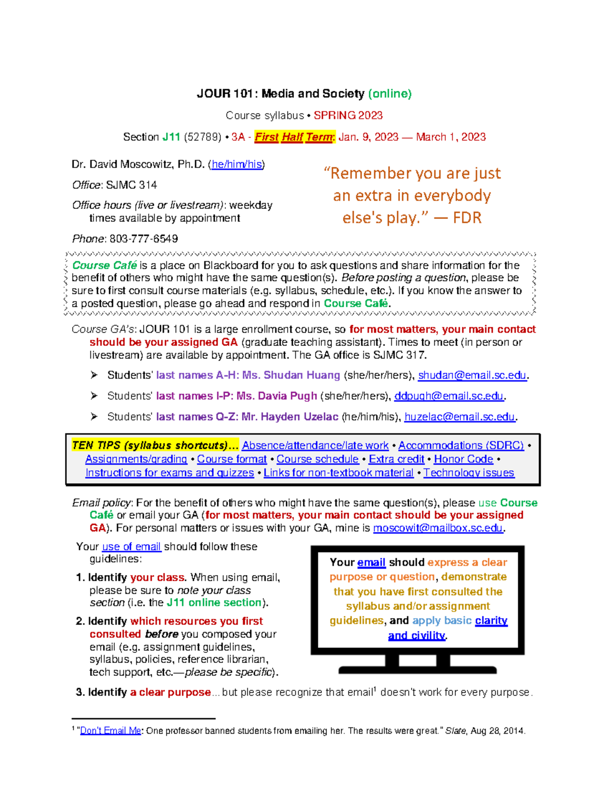 Jour101 syllabus and schedule - JOUR 101: Media and Society (online ...
