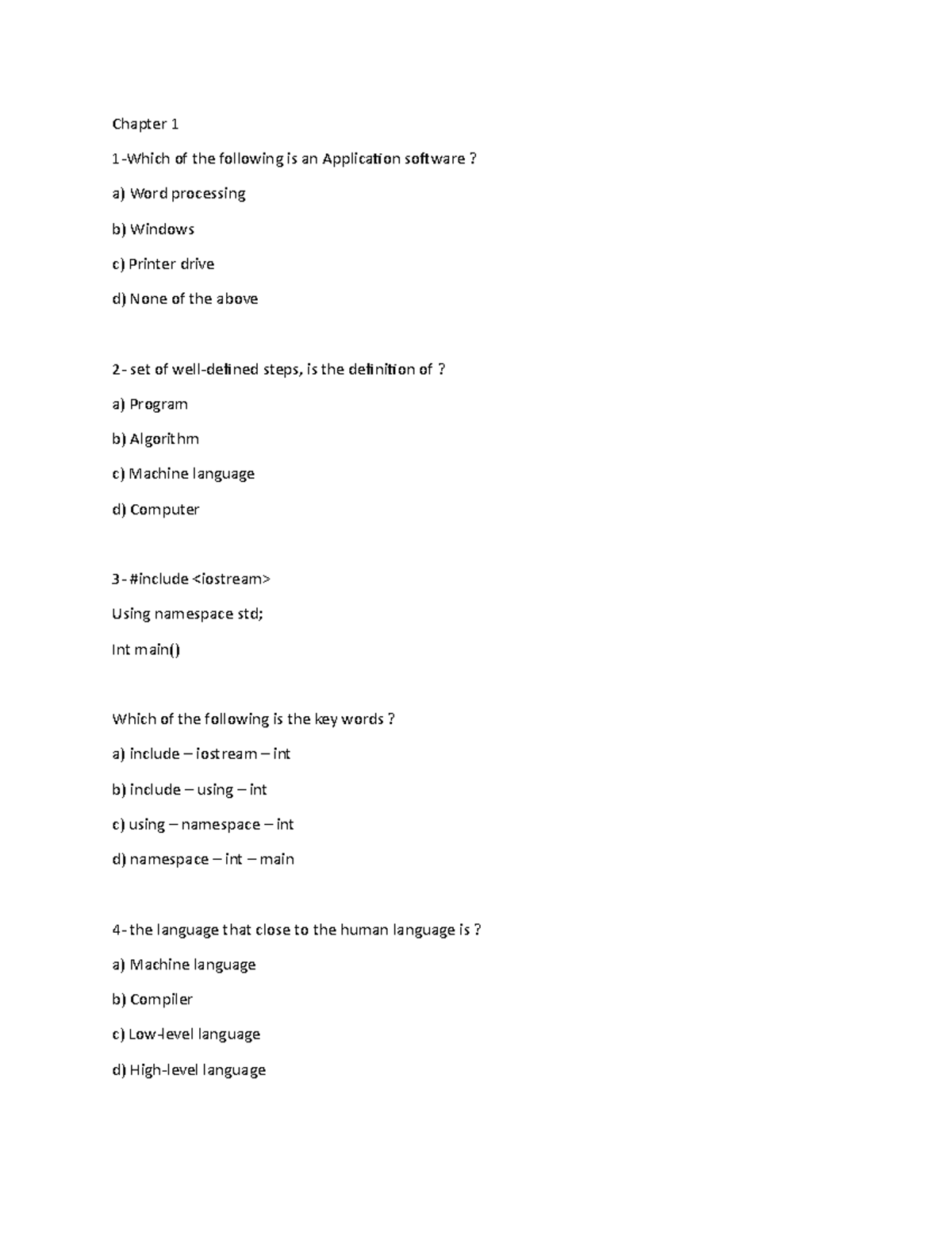 Structural programming MCQ - Chapter 1 1-Which of the following is an ...