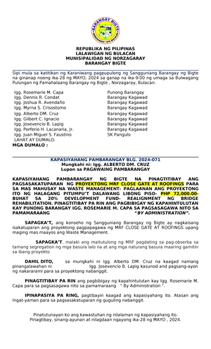 2023-016 cluster leader purok leader - REPUBLIC OF THE PHILIPPINES ...