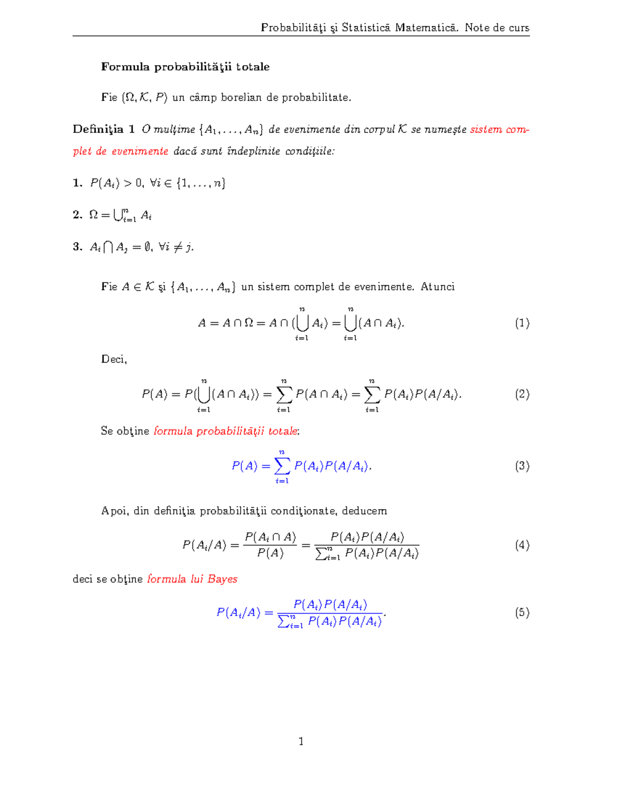 Curs 3 Cib 2017 - curs - Probabilit ̆at ̧i ̧si Statistic ̆a Matematic ̆a. Note de curs Formula ...